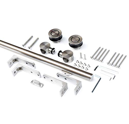 DIYHD 6FT Ceiling Mount Bracket Concentric Circle Roller Stainless Steel Sliding barn Wood Door Track Hardware, 6 Ft