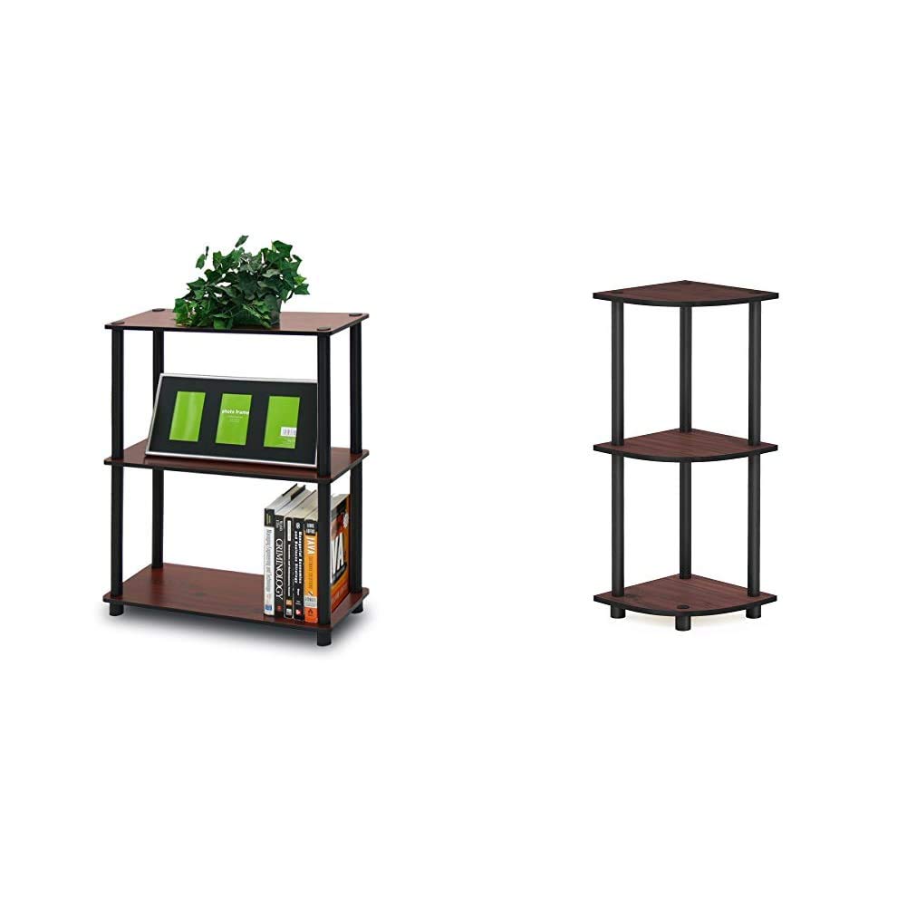 Furinno 3-Tier Storage Rack Bundle (Dark Cherry/Black)