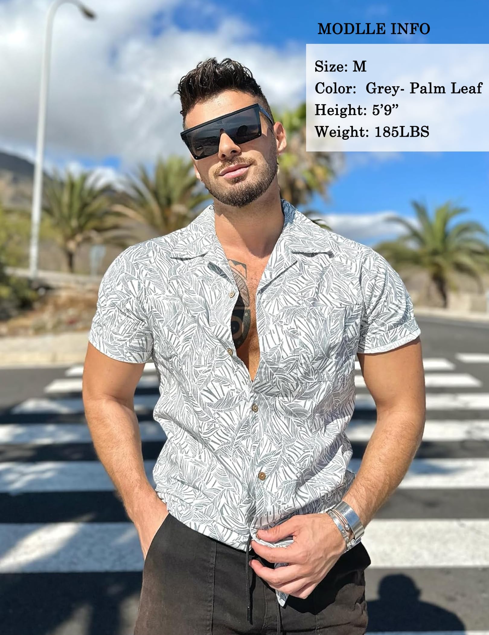 COOFANDY Men Linen Aloha Shirts Button Up Lightweight Beach Wear Wedding T Shirts