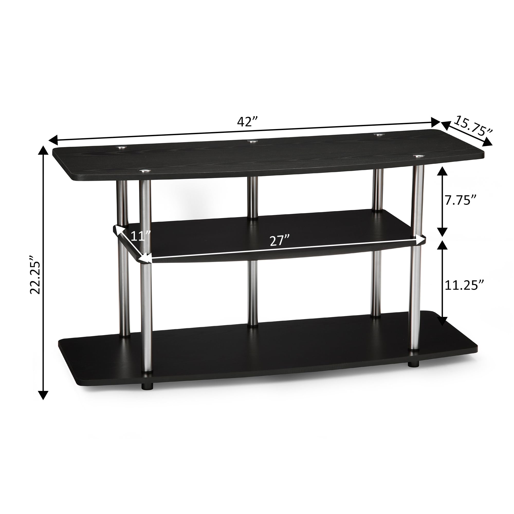 Convenience Concepts Designs2Go No Tools 46 inch 3 Tier Wide TV Stand, Black