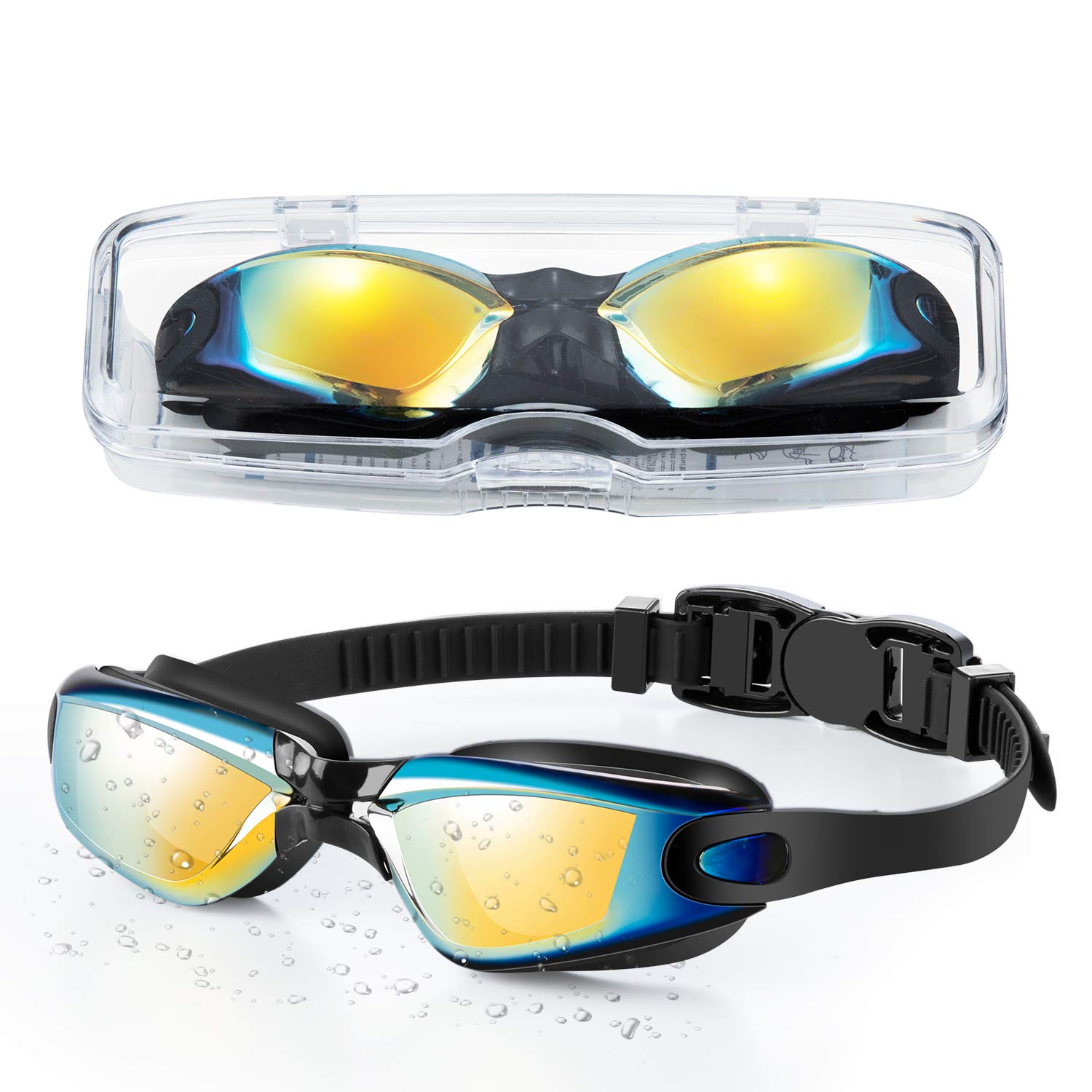 portzon Kids Swim Goggles Anti Fog Swimming Goggles Clear No Leaking for Child, Black