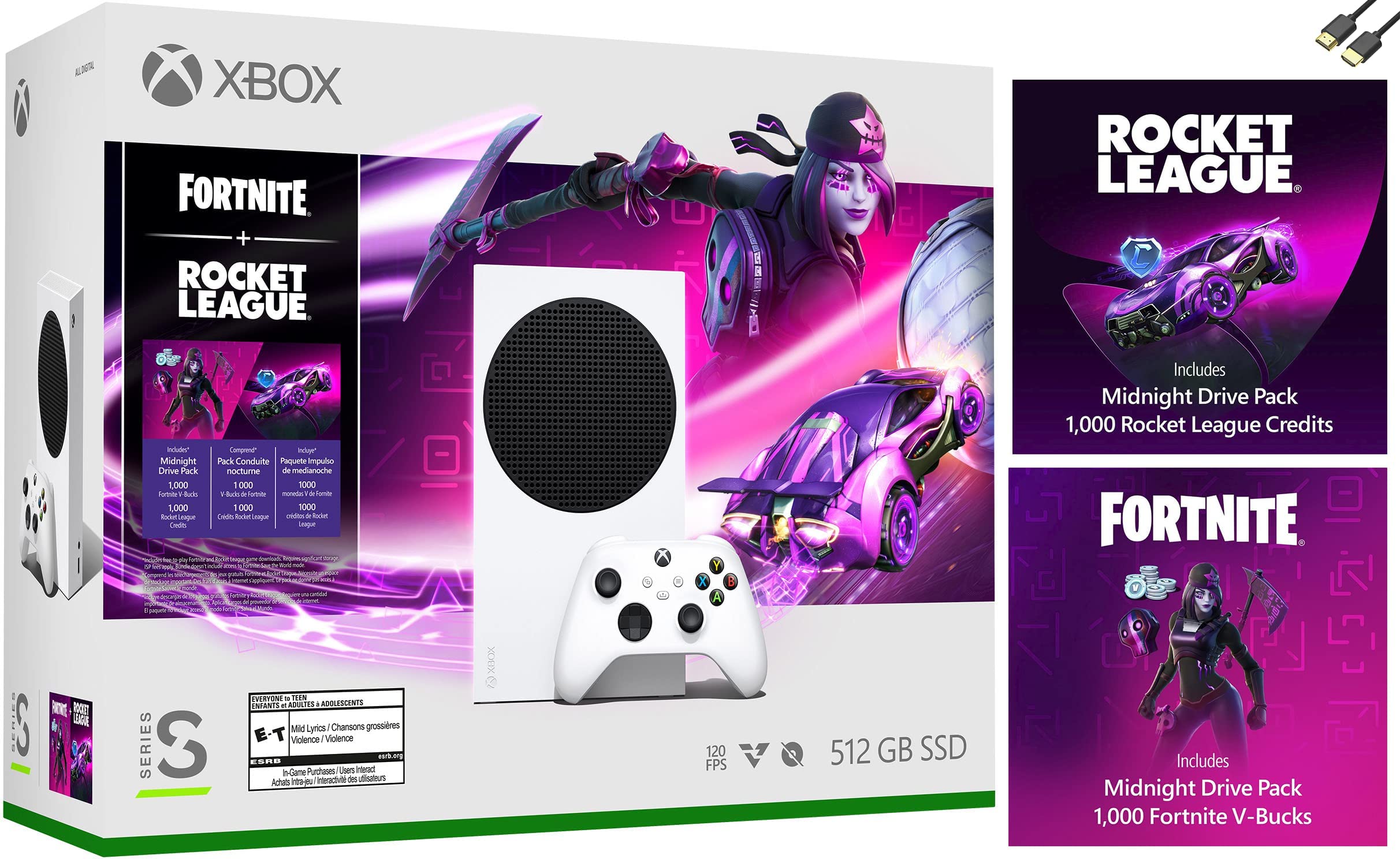 Newest Microsoft Xbox Series S Fortnite & Rocket League 512 GB Bundle with 1 Xbox Controller Midnight Drive Pack - U Deal HDMI (Renewed)