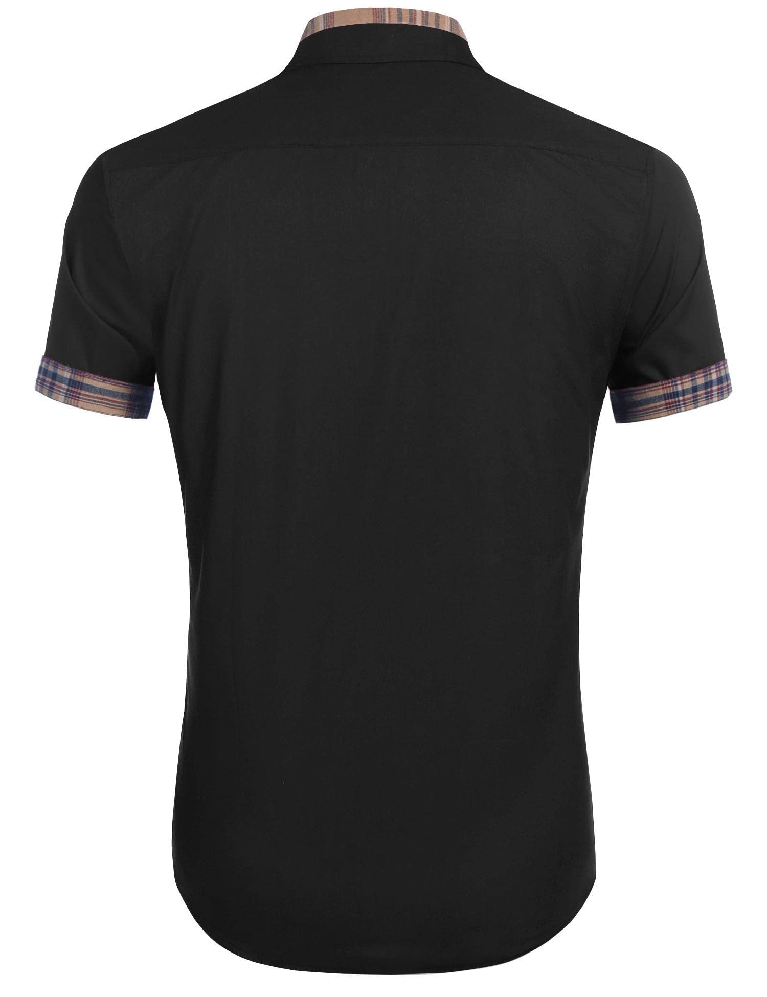 COOFANDY Men's Button Up Shirts Short Sleeve Business Casual Dress Shirts for Men Black