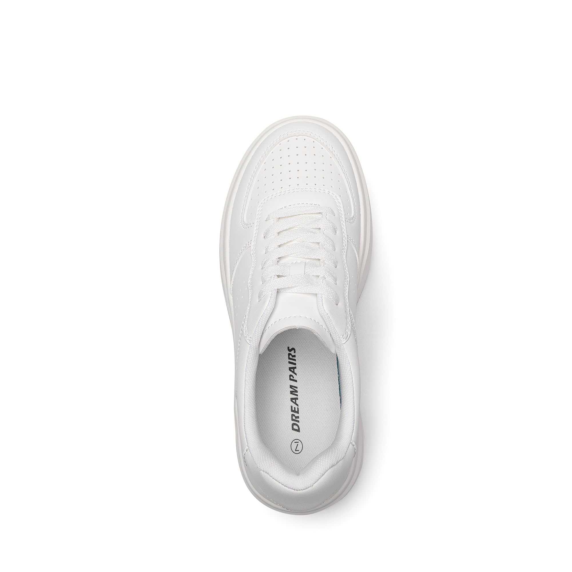 DREAM PAIRS Women Fashion Sneakers Platform Chunky Tennis Walking Lace-Up Comfortable Walking Shoes,SDFN2375W White Size 7