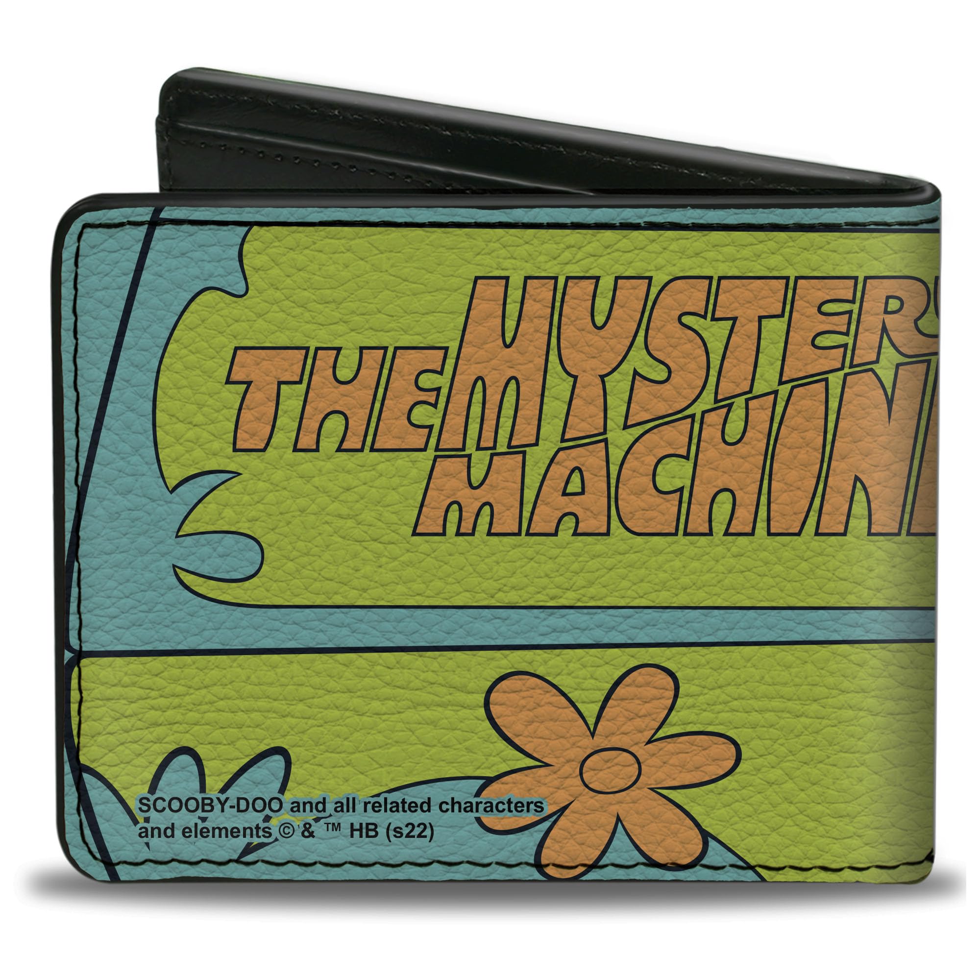 Scooby Doo Wallet, Bifold, Scooby Doo Group Driving Mystery Machine Side Pose Blue, Vegan Leather