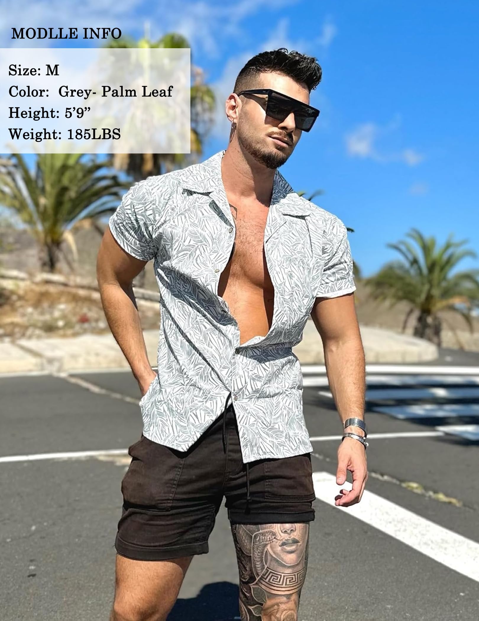 COOFANDY Men Linen Aloha Shirts Button Up Lightweight Beach Wear Wedding T Shirts