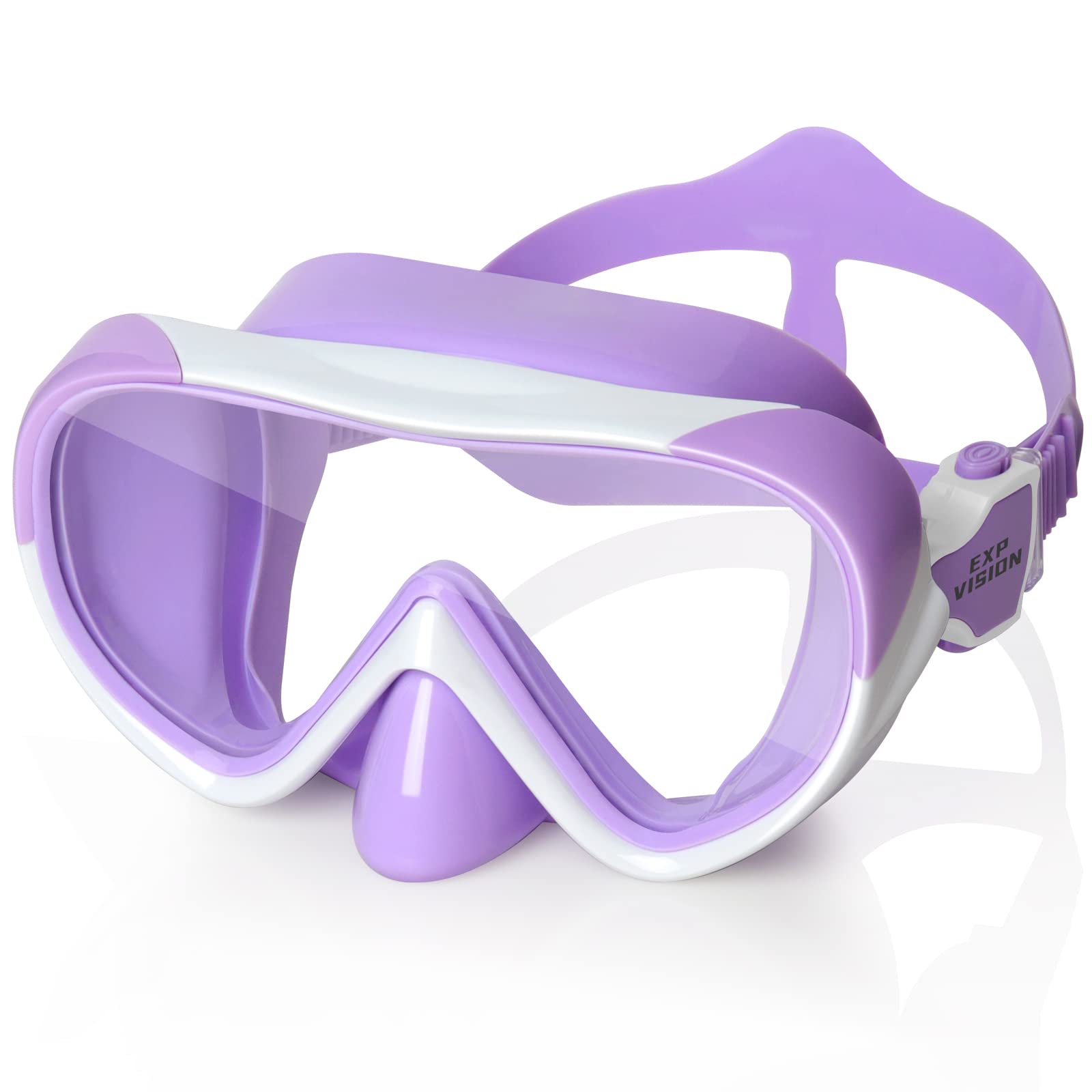Kids Swim Mask 180° Snorkel Diving Mask, Anti-Fog Child Swim Goggles with Nose Cover No-Leak Swimming Goggles Anti-Shattered Lens for Youth 4-15 (Purple)