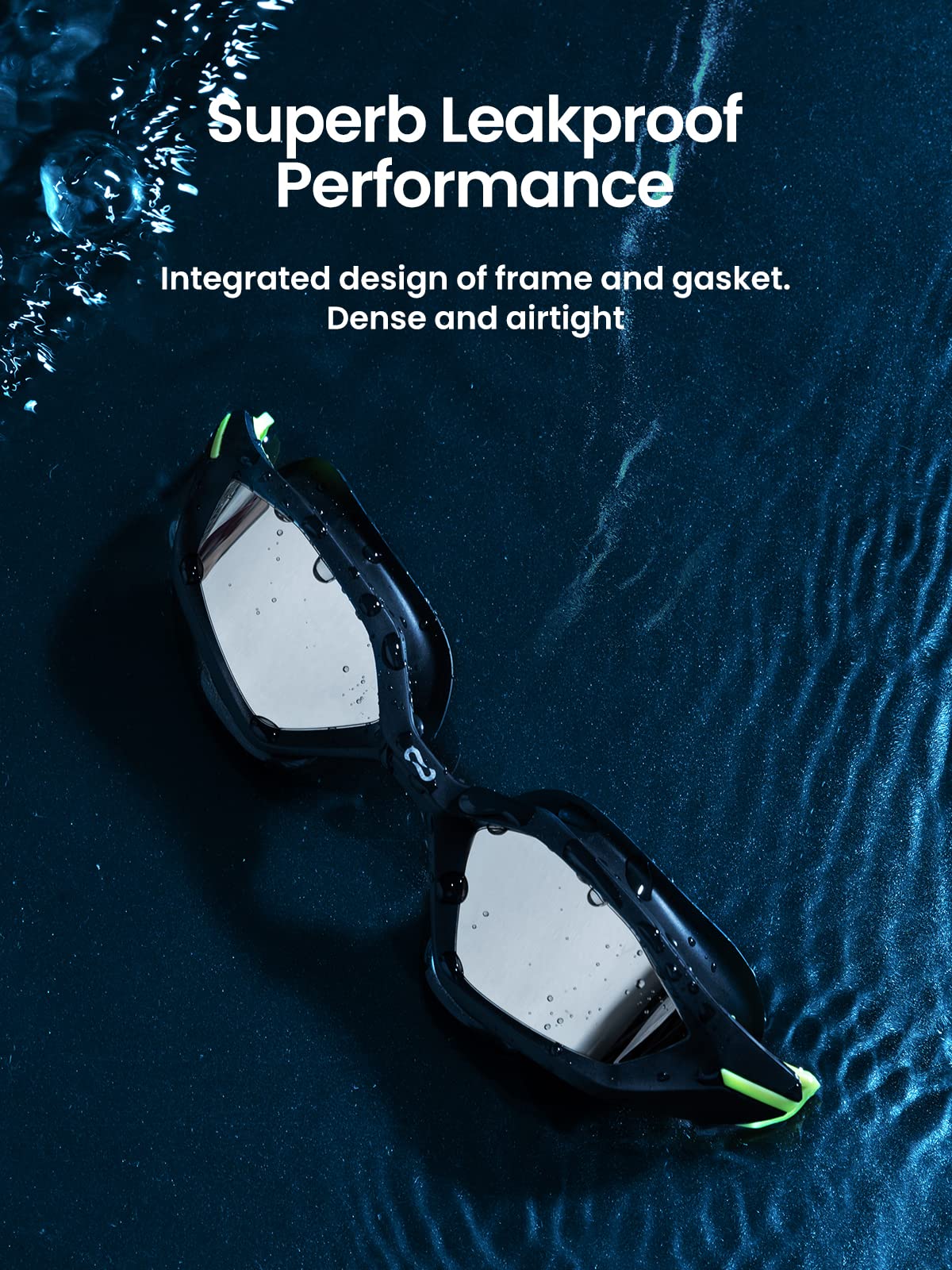 COPOZZ Men's Swim Goggles, Swimming Goggles Anti-fog No Leaking UV Protection for Adult men-Black(Mirrored)