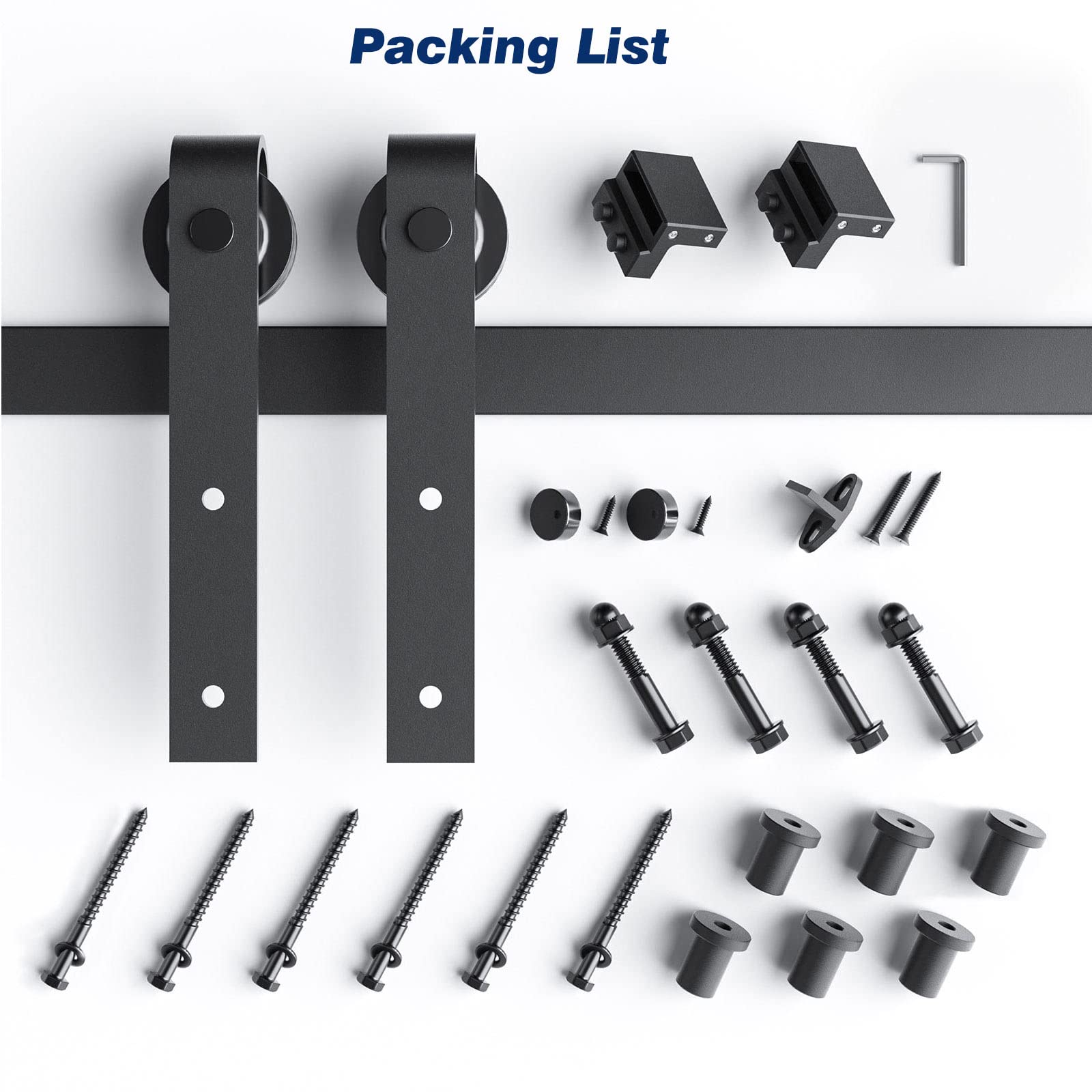 EaseLife 7.5 FT Heavy Duty Sliding Barn Door Hardware Track Kit,Basic J Pulley,Slide Smoothly Quietly,Easy Install (7.5FT Track Kit for 40"~42" Wide Single Door)