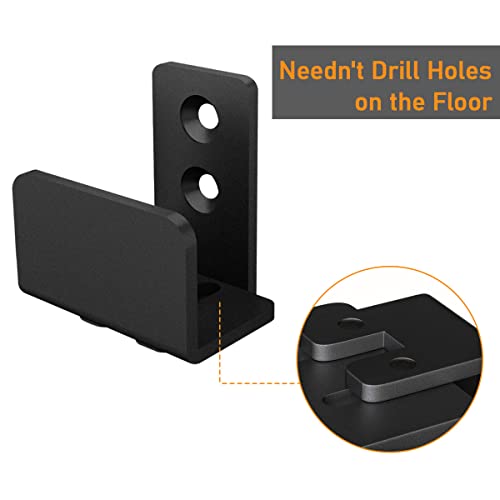 JUGREAT Barn Door Floor Guides Sliding Door Hardware Matte Black Wall Mount Up to 1-3/8"W 1-1/4"H (2 Pack)