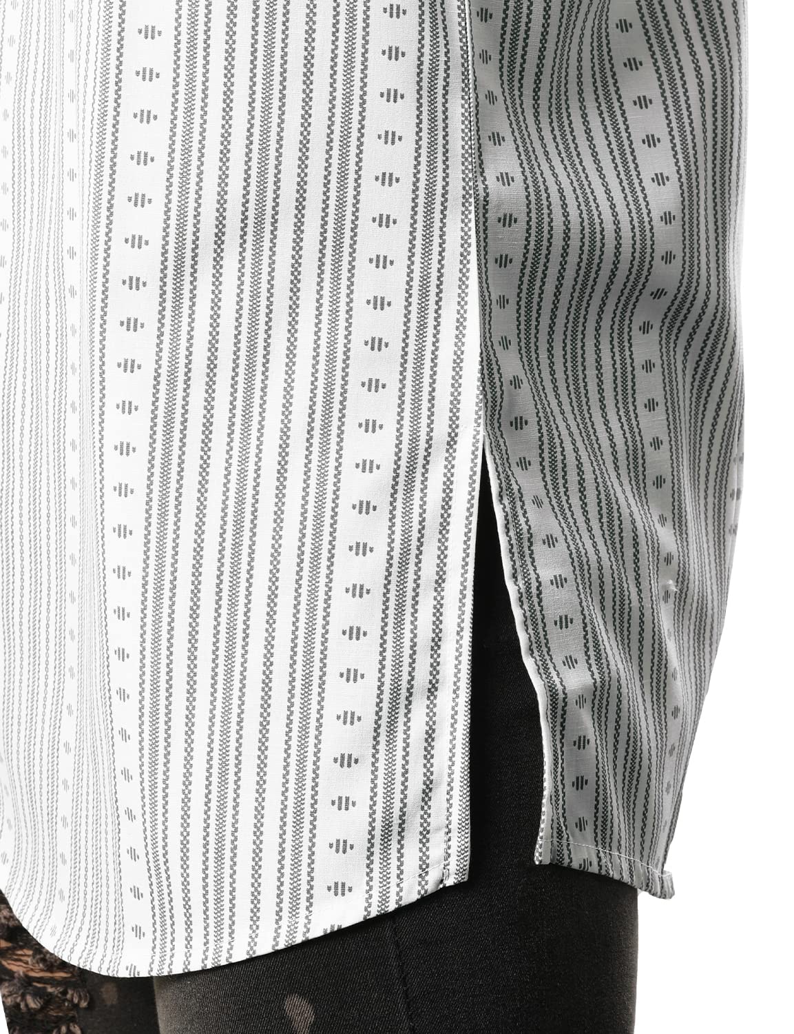 JOGAL Mens Striped Henley Shirt Short Sleeve Traditional African Style Dashiki Shirts White X-Large