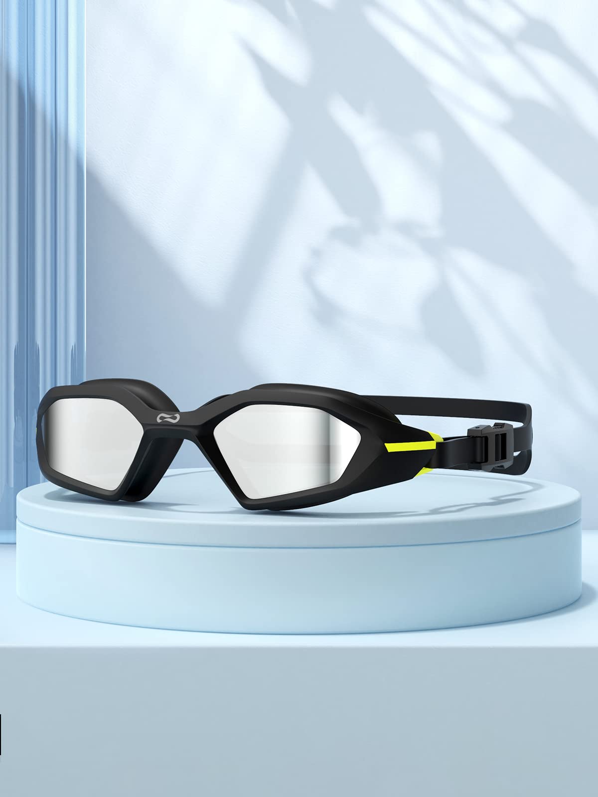 COPOZZ Men's Swim Goggles, Swimming Goggles Anti-fog No Leaking UV Protection for Adult men-Black(Mirrored)