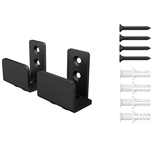 JUGREAT Barn Door Floor Guides Sliding Door Hardware Matte Black Wall Mount Up to 1-3/8"W 1-1/4"H (2 Pack)