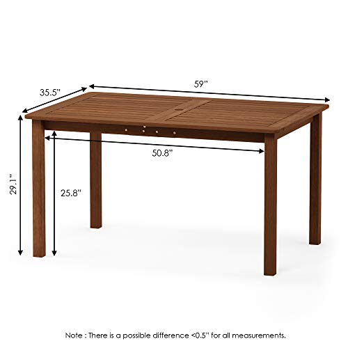 Furinno Patio Furniture Hardwood Outdoor Dining Table, Natural