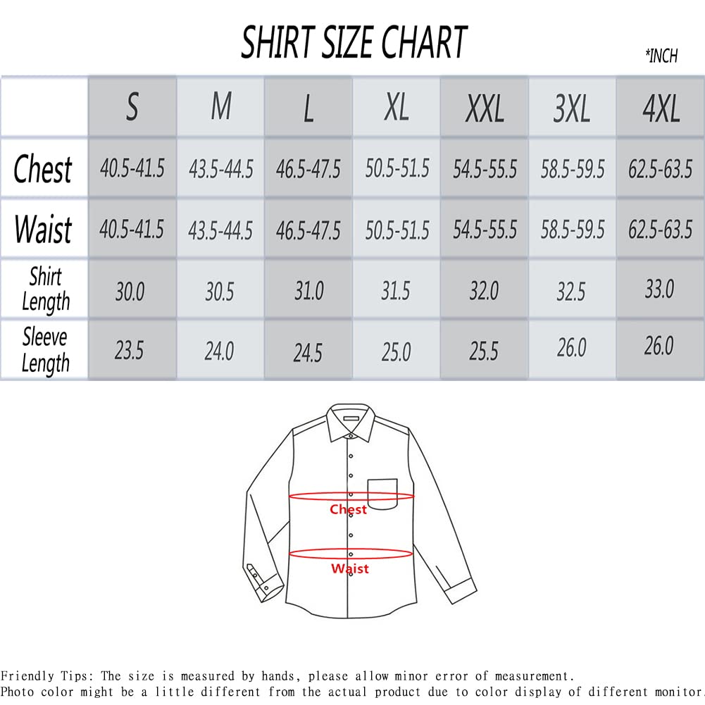 Dress Shirt for Men Western Cowboy Long Sleeve Casual Two Pockets Work Solid Pearl Snap Buttons Up Wrinkle Free Shirts (Black/L)