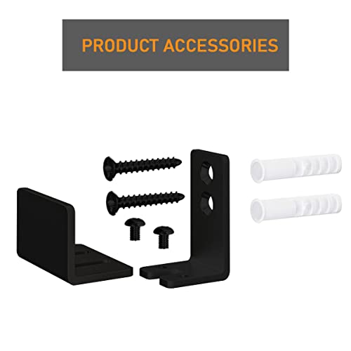 JUGREAT Barn Door Floor Guides Sliding Door Hardware Matte Black Wall Mount Up to 1-3/8"W 1-1/4"H (2 Pack)