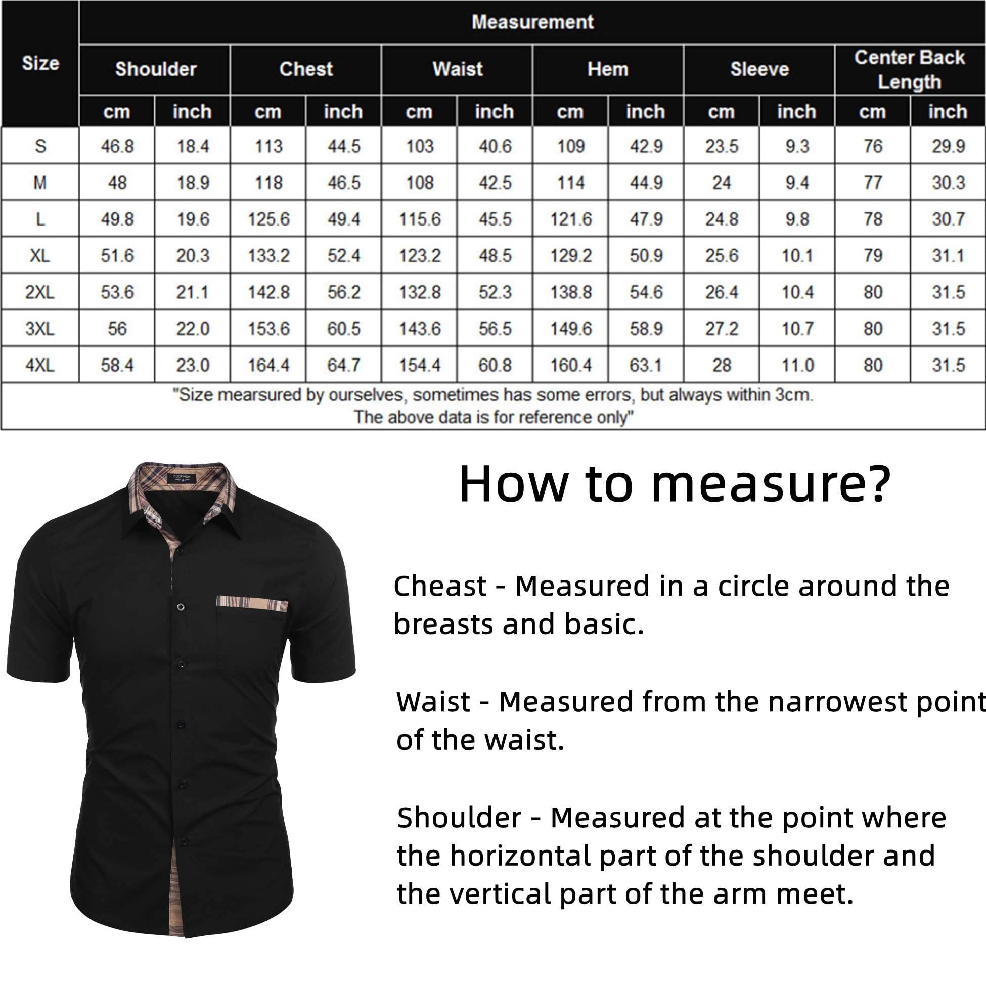 COOFANDY Men's Button Up Shirts Short Sleeve Business Casual Dress Shirts for Men Black