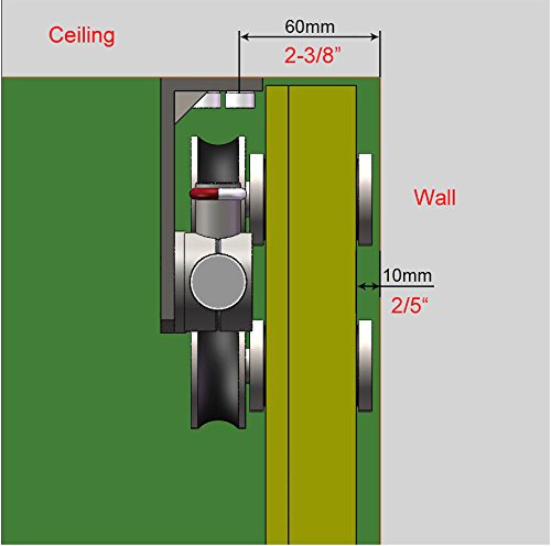 DIYHD 6FT Ceiling Mount Bracket Concentric Circle Roller Stainless Steel Sliding barn Wood Door Track Hardware, 6 Ft
