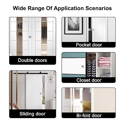 Round Pocket Door Lock with Keys - Recessed 2 Sided Handle Hardware for Privacy Barn Door and Sliding Door with Latch - Fits 1 3/8” to 2 3/16” Thickness Door (1 Pack, Sliver-Entry)