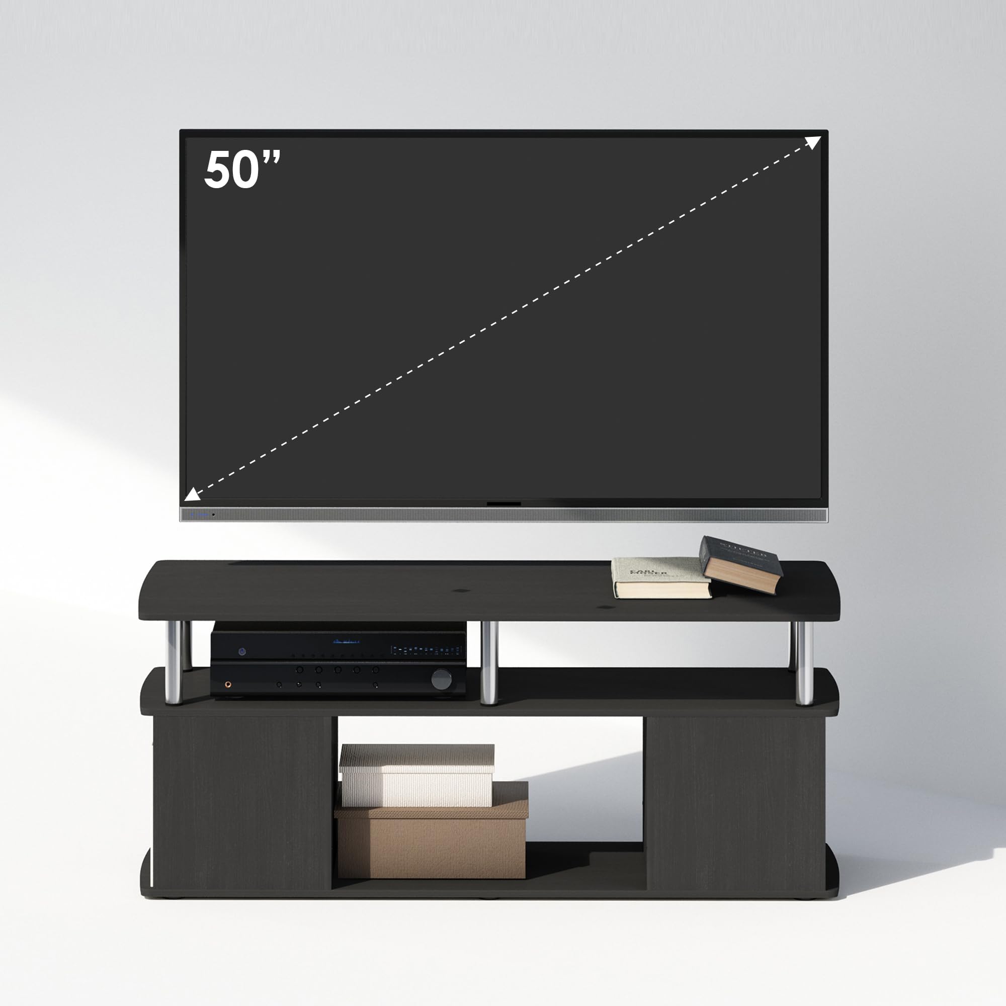 Furinno Utility Design Coffee Table, Americano/Chrome