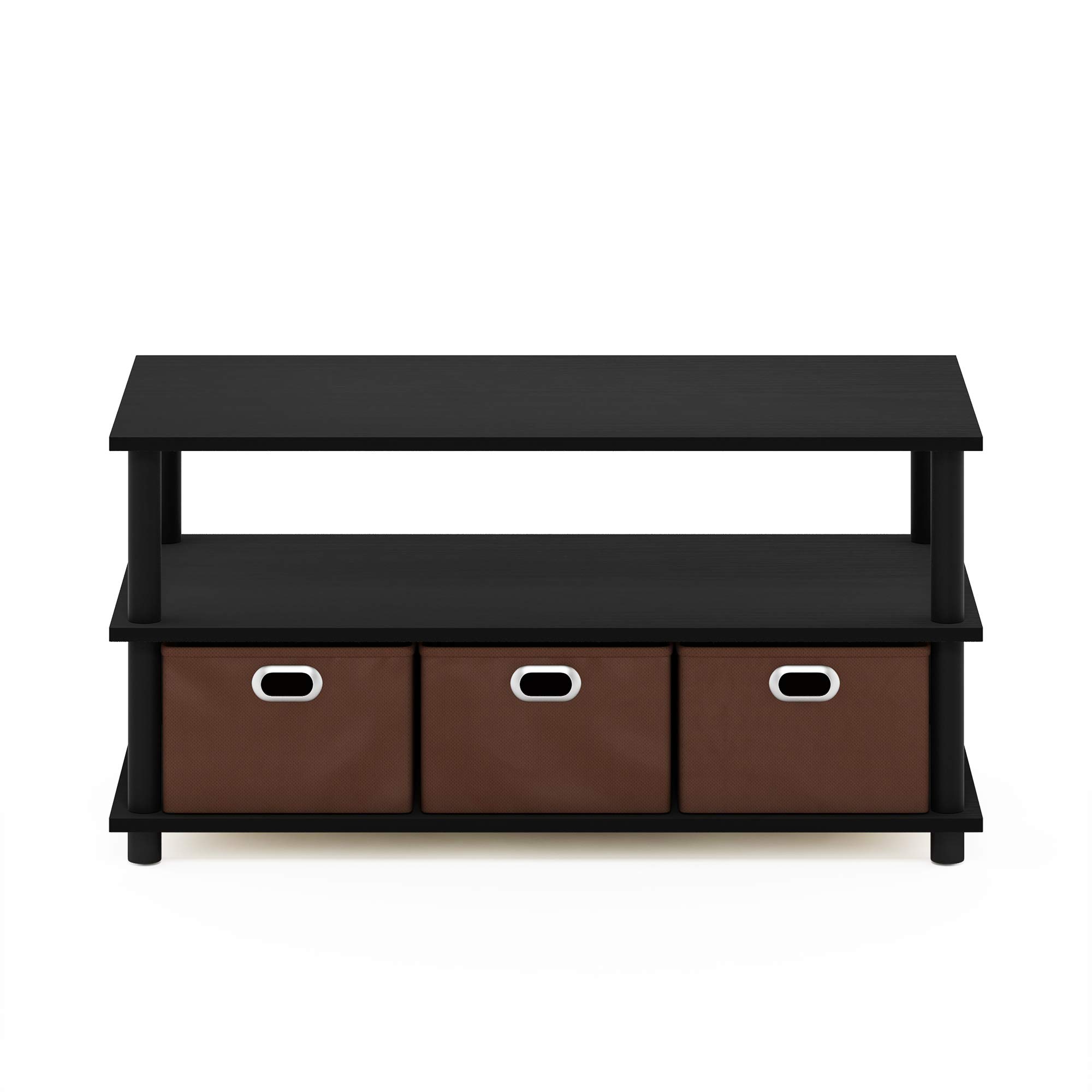 FURINNO Turn-N-Tube Coffee Table, 31.22D x 15.5W x 15.8H in, Black Oak/Black/Brown