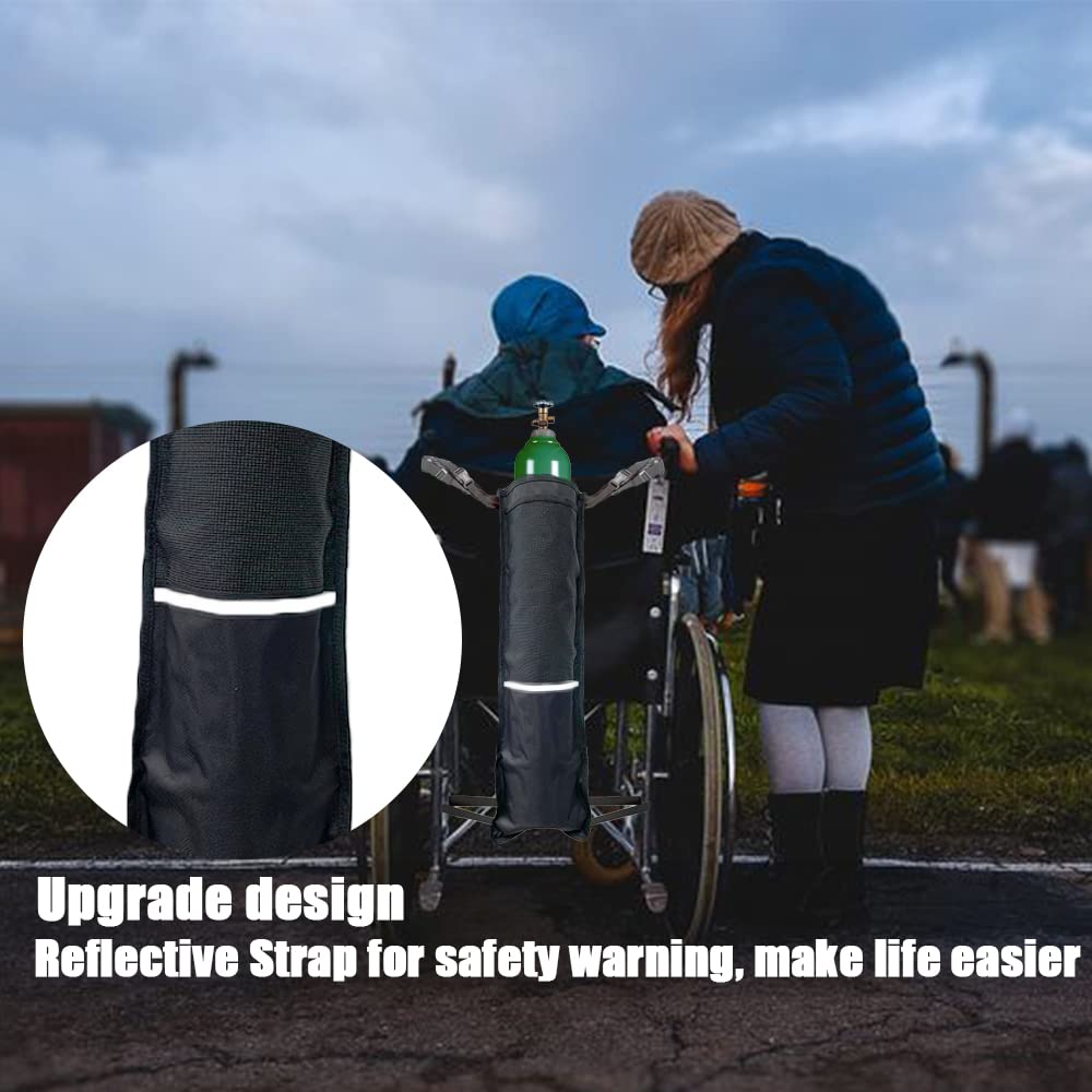 MUROCEA Oxygen Cylinder Bag for Wheelchair & Knee Scooter - O2 Tank Carrier Carry Pouch Holder for D and E Cylinders Bottle, 600D Oxford & Portable (26" L*9.4" W)