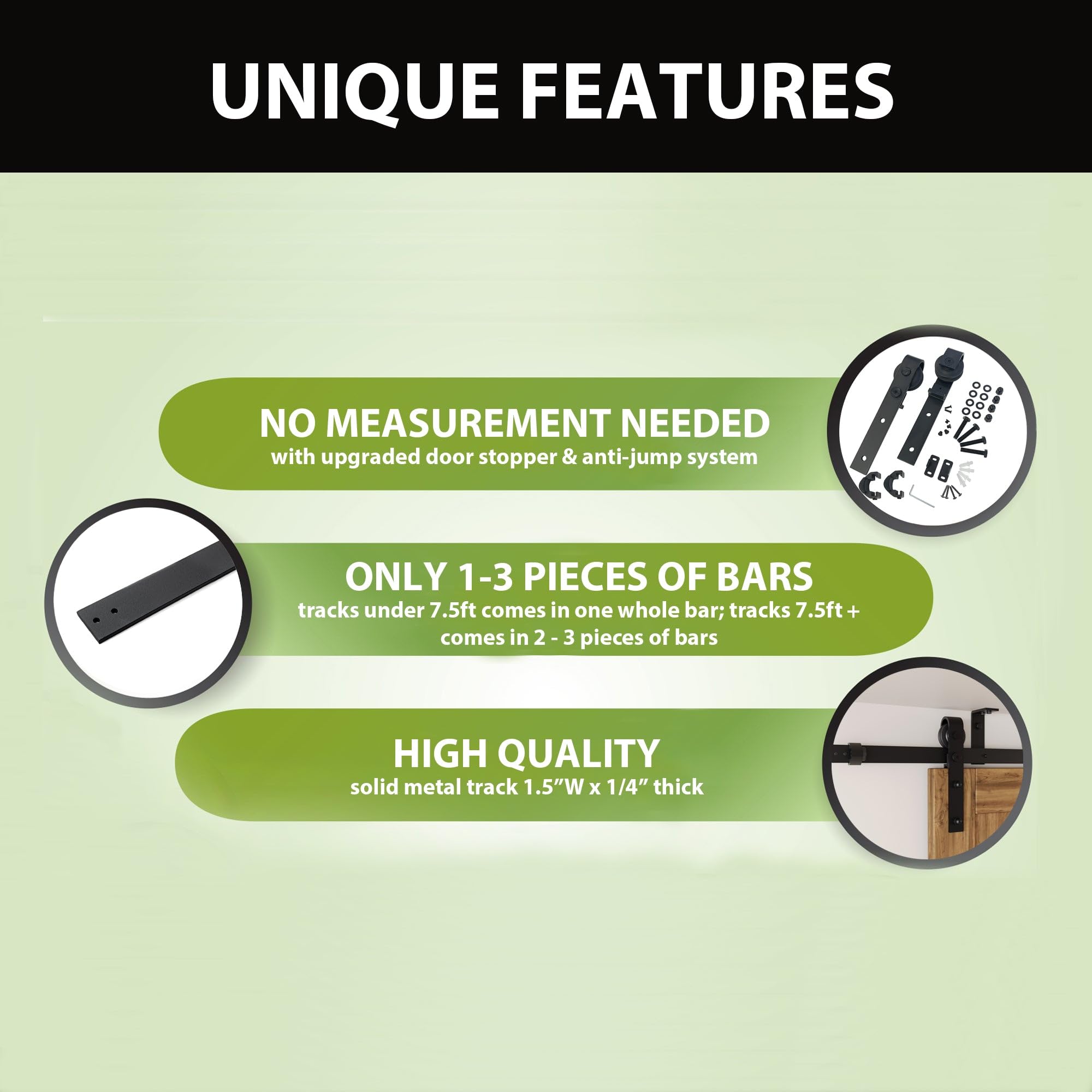 Homacer Black Rustic Ceiling Mount Non-Bypass Sliding Barn Door Hardware Kit, for One/Single Door, 7.5ft Long Flat Track, Interior Use Only (Doors are not Included)