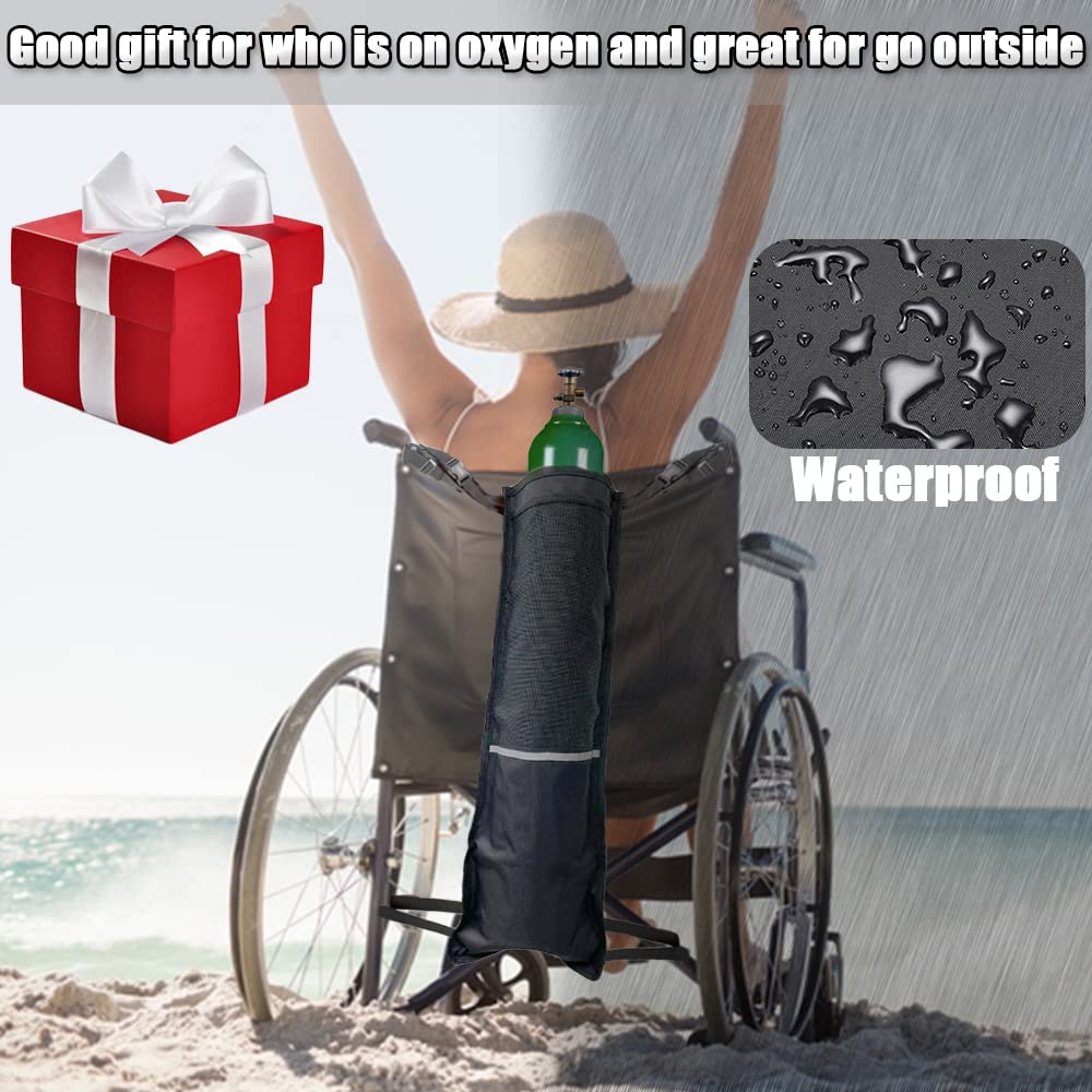 MUROCEA Oxygen Cylinder Bag for Wheelchair & Knee Scooter - O2 Tank Carrier Carry Pouch Holder for D and E Cylinders Bottle, 600D Oxford & Portable (26" L*9.4" W)