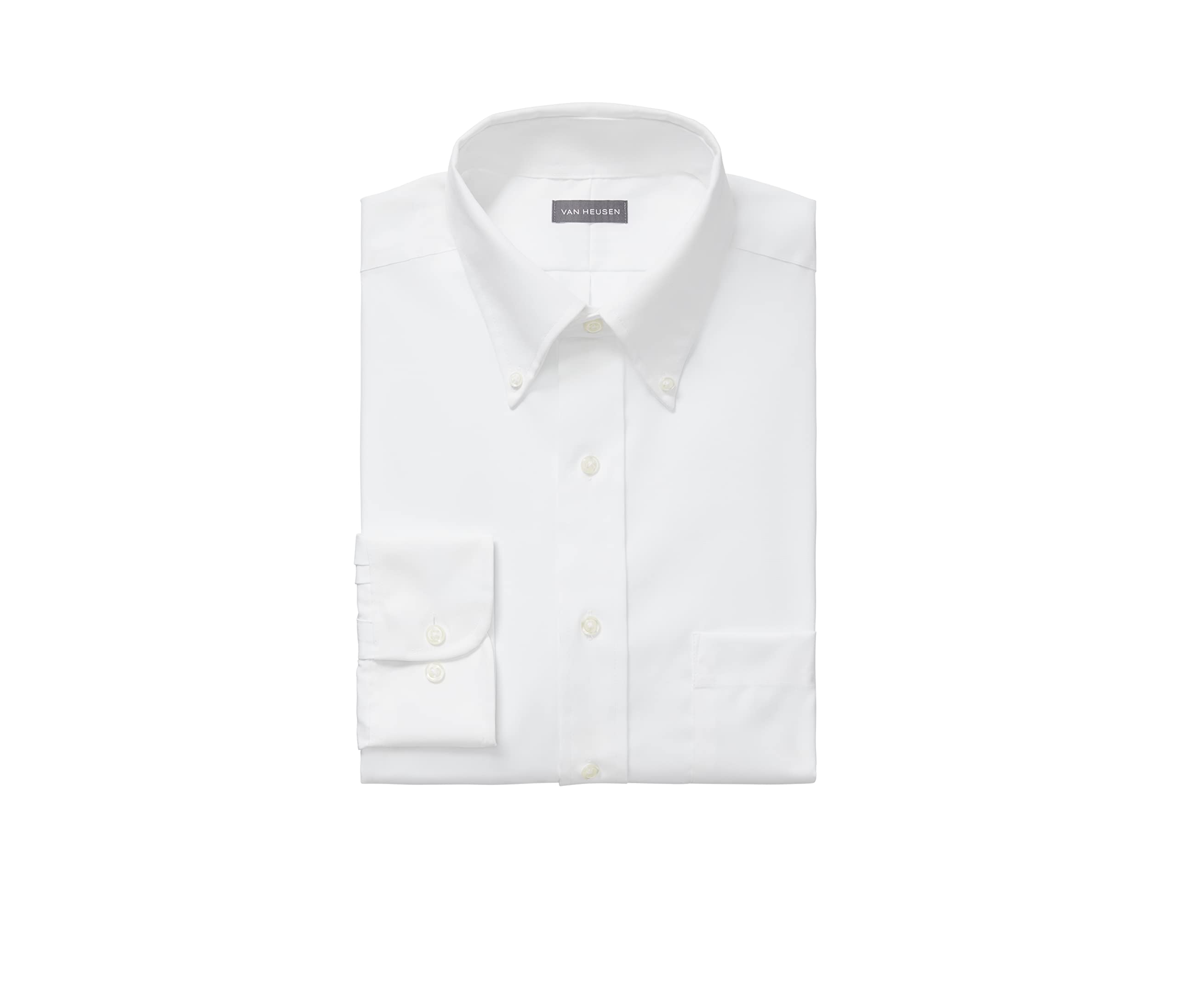 Van Heusen mens Regular Fit Non Iron Solid Dress Shirt, White, X-Large US