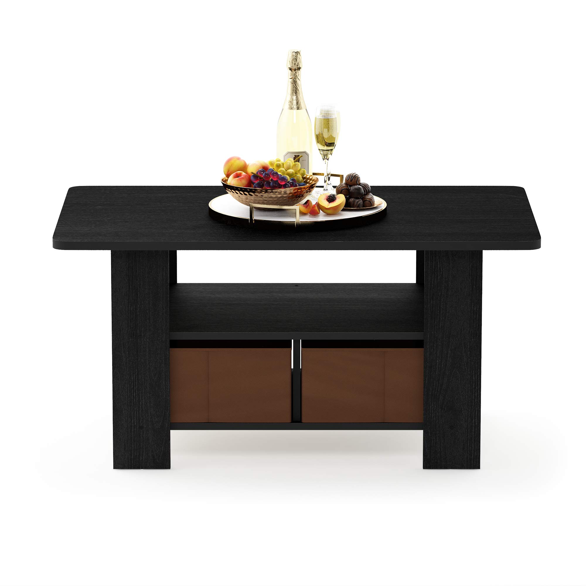 Furinno Andrey Coffee Table with Bin Drawer, Americano/Medium Brown, Small Non-Lift Top