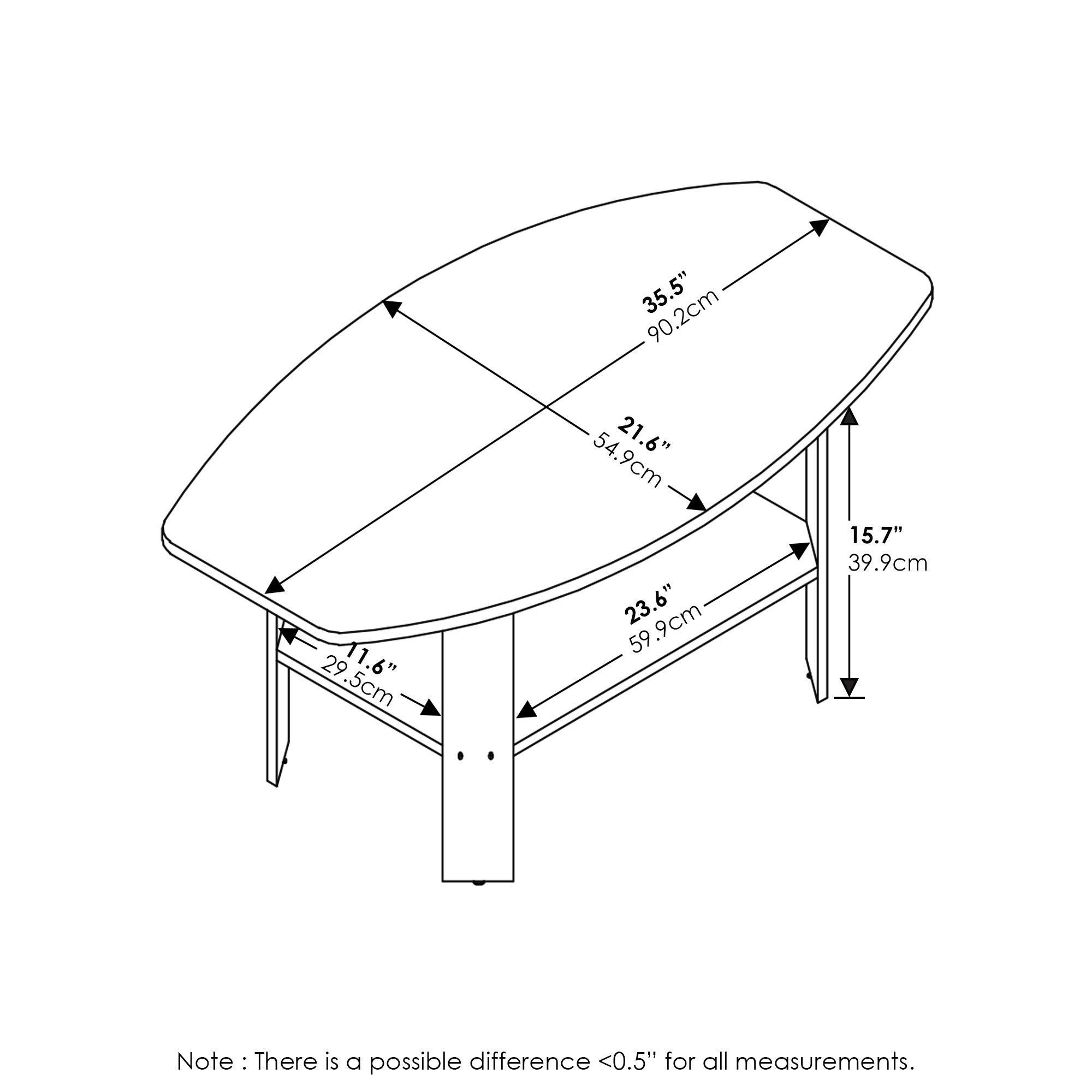 Furinno Simplistic Set of 2 End Table, Americano/Black & Simple Design Coffee Table, Espresso