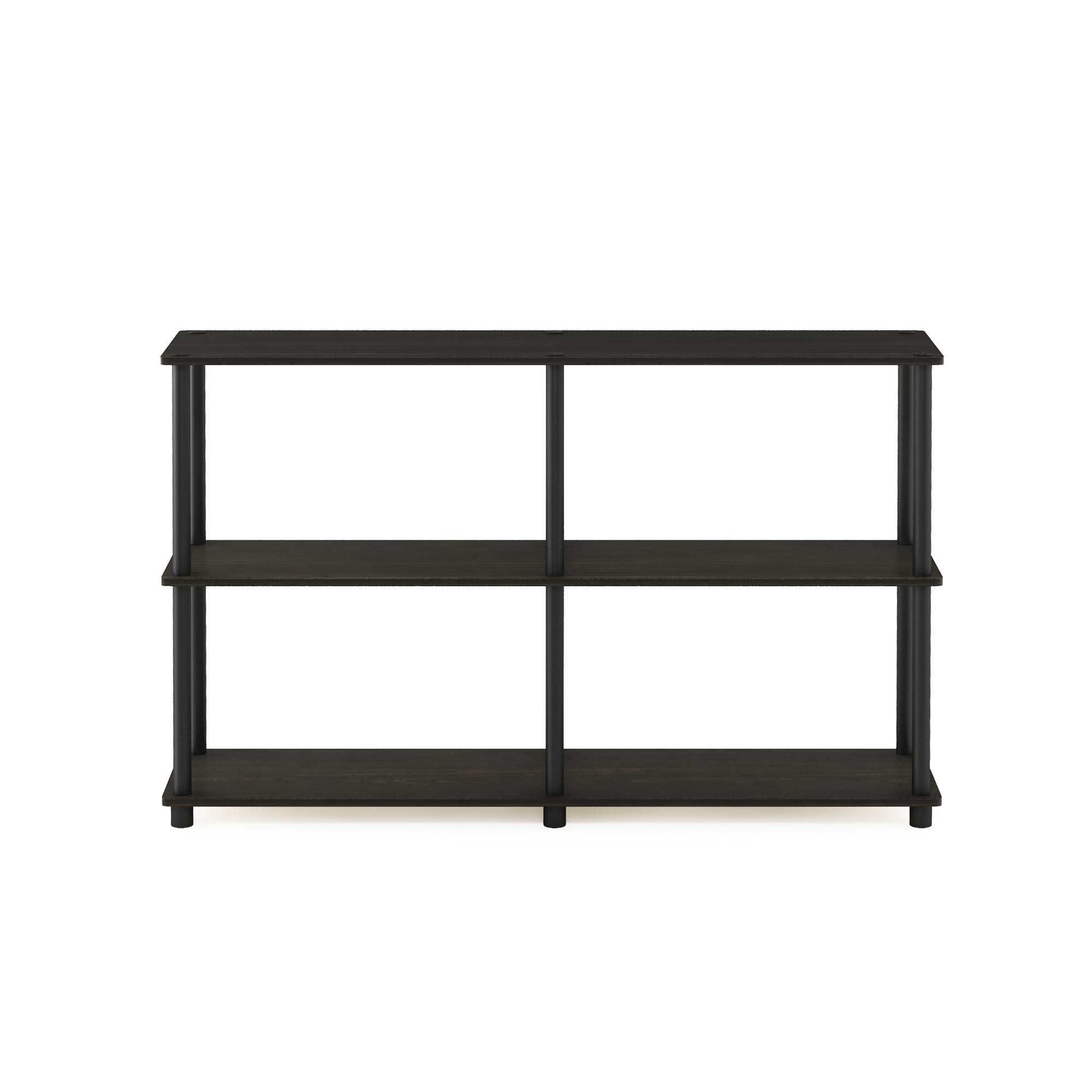 Furinno Turn-N-Tube 3-Tier Double Size Storage Display Rack, Espresso/Black Simplistic Set of 2 End Table, Espresso/Black
