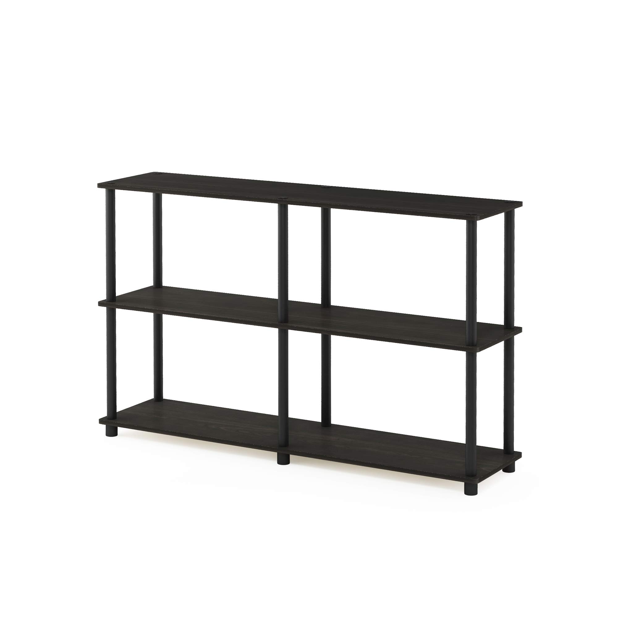 Furinno Turn-N-Tube 3-Tier Double Size Storage Display Rack, Espresso/Black Simplistic Set of 2 End Table, Espresso/Black