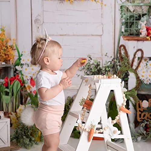 Boddenly Easter Bunny Carrot Garland, Banner Decorations For The Home, Stuffed Rabbit, Plaited Carrot, Wooden Beads, Fireplace, Kids Room Wall Hanging Happy Party, 40 Inch