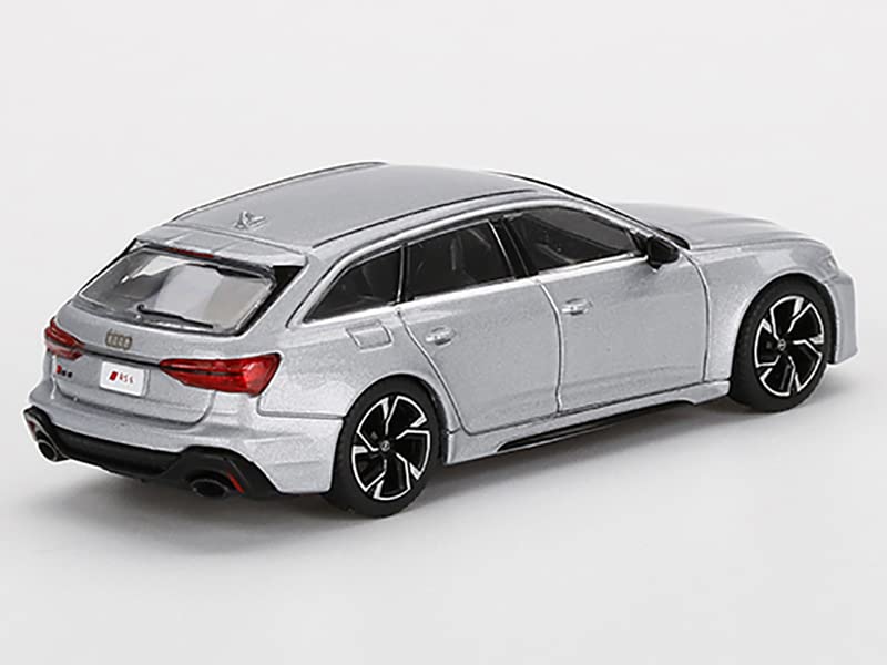 RS 6 Avant Carbon Black Edition Florett Silver Metallic Ltd Ed to 2400 pcs Worldwide 1/64 Diecast Model Car by True Scale Miniatures MGT00372