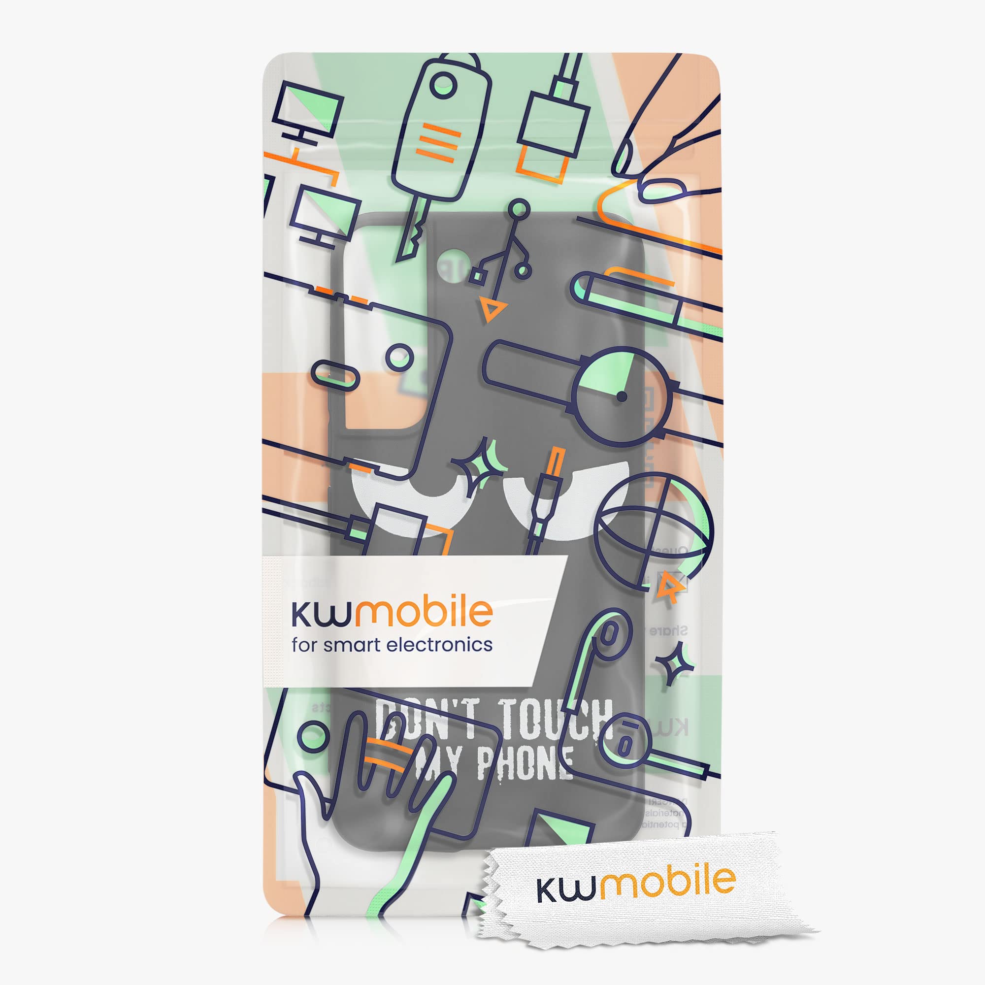 kwmobile TPU Silicone Case Compatible with Samsung Galaxy S22 - Case Soft Cover - Don't Touch My Phone White/Black