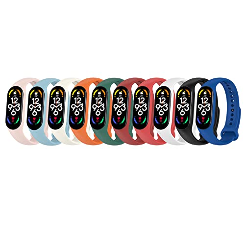 RHFGYs 10/11/32 Pieces Watchband for Xiaomi Mi Band 7 6 5 & 7/6/5 NFC for Huami Amazfit band5 Strap Sport watch band Soft Silicone wrist bezel frame For bracelet Miband 7 Case