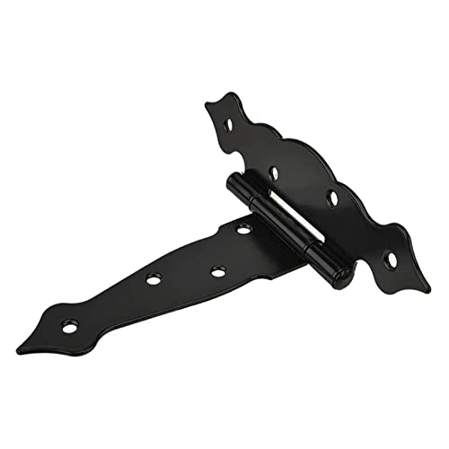 Garden Gate Hinges,Tee Shed Hinge, 4 X 6 Inch Heavy Duty Hinges Black Iron T-Shaped Triangular Slotted Hinges Shed Wood Fence Door Hinges Hardware Door Accessories