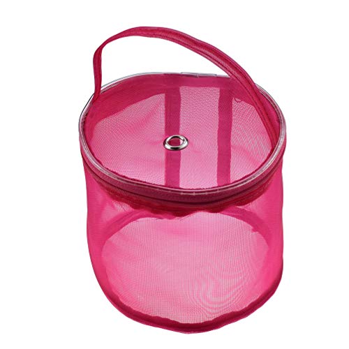 TOPBATHY Crochet Tote Bag Yarn Storage Bag Nylon Mesh Tote Bag with Handle Rosy