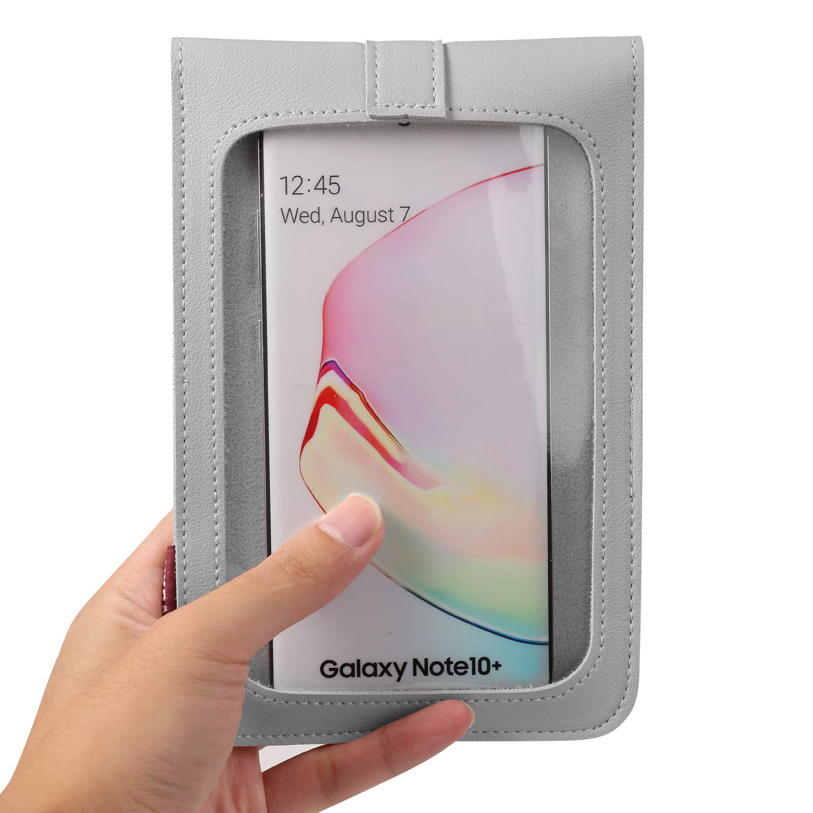 Cell Phone Crossbody Bag for Women Shoulder Bags Touch Screen Wallet Purse with Clear Window(Gray)