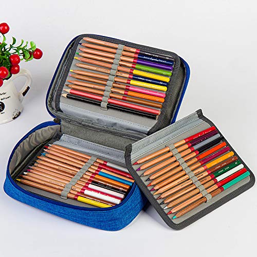 Catekro Pencil Case Canvas School Pencil Cases for Girls Boy Pencil Case 72 Holes Pen Box Multi Function Storage Bag Case Pouch School Supplies(Blue)