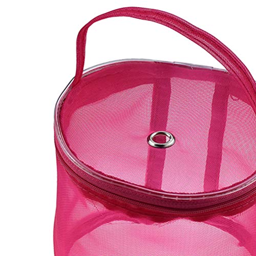 TOPBATHY Crochet Tote Bag Yarn Storage Bag Nylon Mesh Tote Bag with Handle Rosy