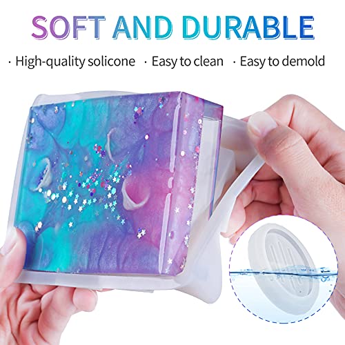 NiArt 2-Pack Faceted Oval & Rectangle Soap Dish Epoxy Resin Silicone Mold+Star Sequins Kit, Ring Dish Jewelry Tray Ashtray Candle Holder Storage Box DIY Casting Art Craft Agate Home Decoration Gift