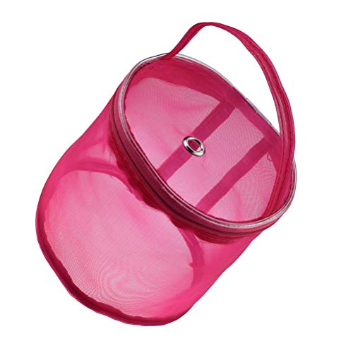 TOPBATHY Crochet Tote Bag Yarn Storage Bag Nylon Mesh Tote Bag with Handle Rosy