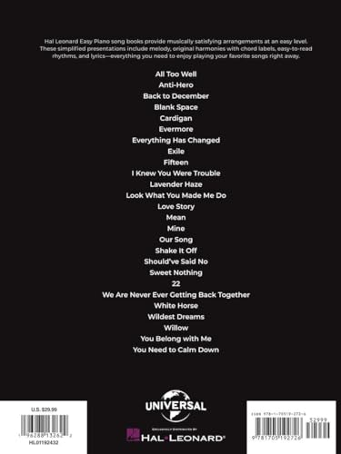 Taylor Swift Easy Piano Anthology - 2nd Edition: Easy-Level Song Arrangements with Lyrics
