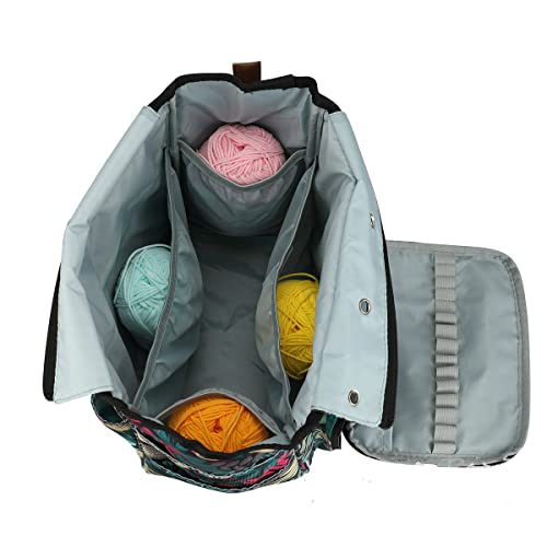 Knitting Yarn Bag, Portable Crochet Storage Tote Bag for Crochet Hooks, Knitting Needles, Yarn Skeins,Knitting Accessories Organizer,Suitable for Beginners and Experienced Crochet Lovers (Green)