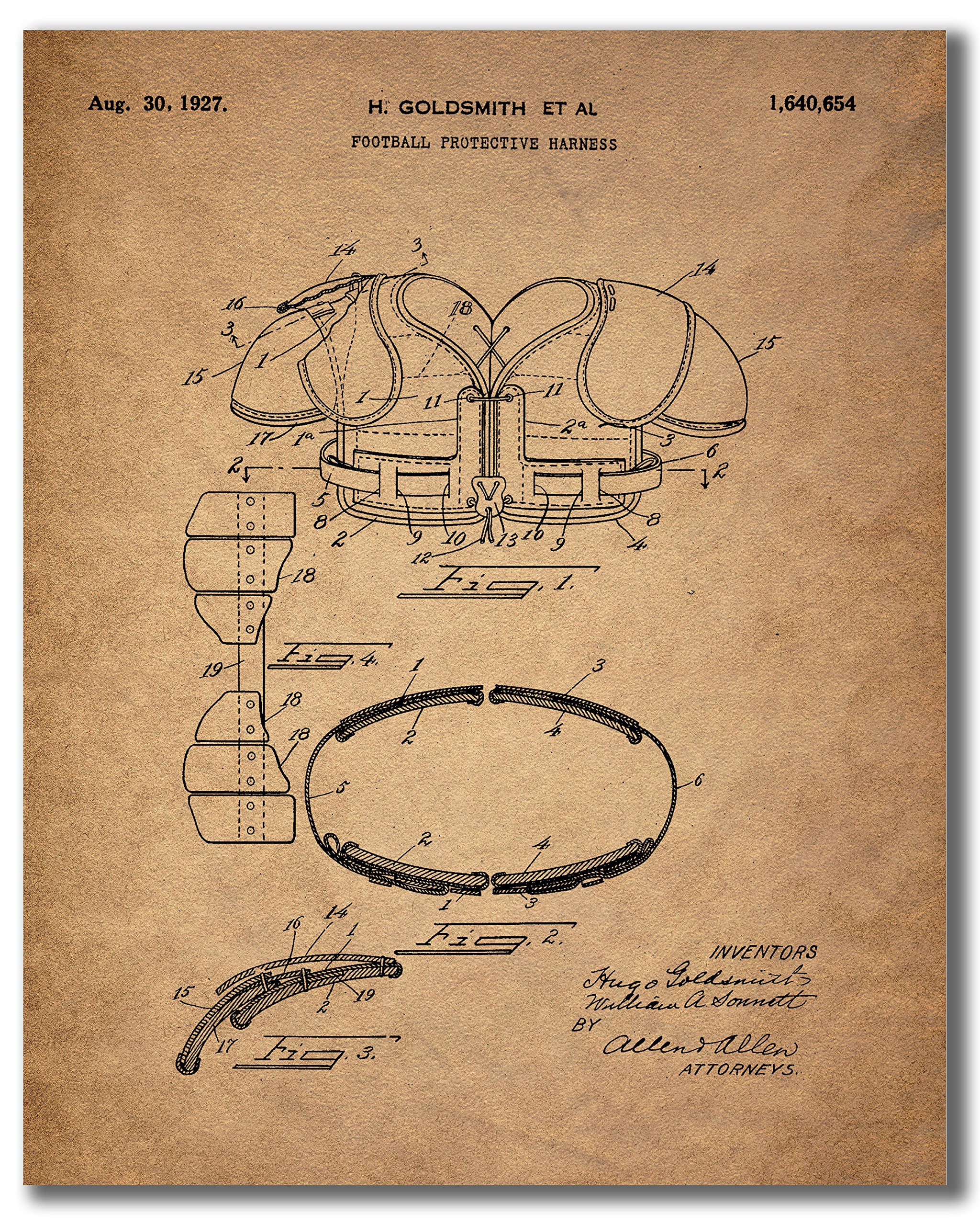 Football Patent Wall Art Prints - Set Of 6 Vintage Photos