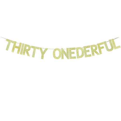 Coolpala Thirty Onederful Banner,Thirty AF Glitter Gold Banner,Happy 30th Birthday/Anniversary Decor(Gold).