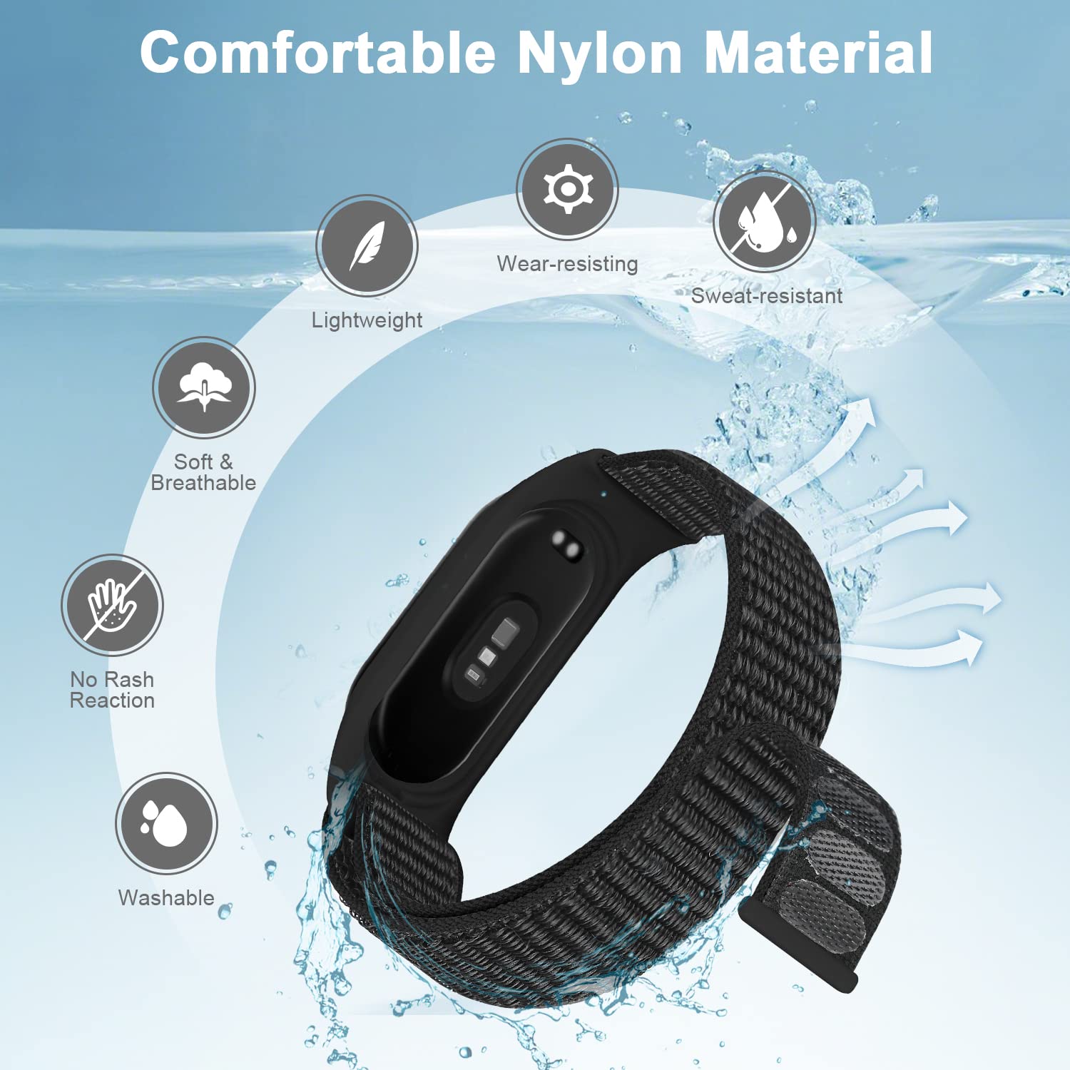 WNIPH Nylon Band Compatible with Xiaomi Mi Band 7/Mi Band 6/Mi Band 5/Mi Band 4/Mi Band 3/Amazfit Band 5, Soft Adjustable Sport Loop Wristband Replacement Strap for Xiaomi Mi Band 7/6/5/4/3 Women Men