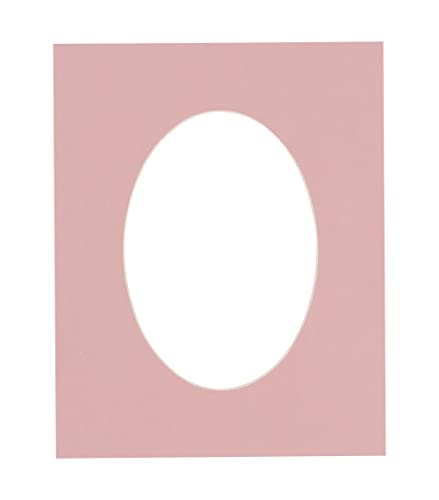 6x8 Mat Bevel Cut for 4x5 Photos - Precut Pink Oval Shaped Photo Mat Board Opening - Acid Free Matte to Protect Your Pictures - Bevel Cut for Family Photos, Pack of 1 Matboard Show Kit With Acid Free